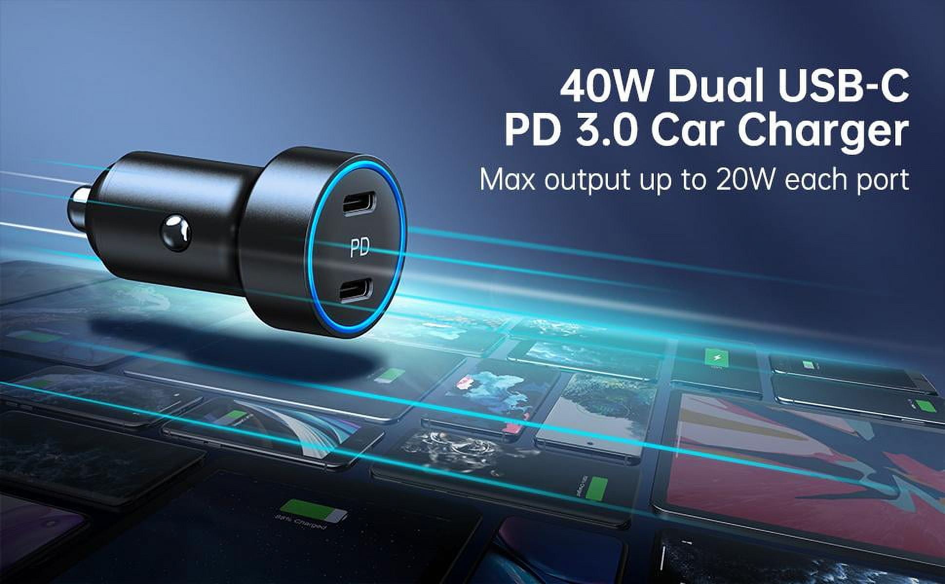 USB-C Car Charger Dual Port 40W PD 3.0 Fast Charging Adapter iPhone ...