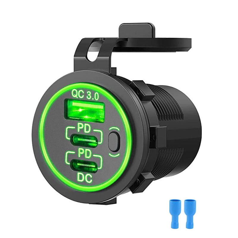 USB C Car Charger Socket 12V USB Outlet 58W RV USB Outlet Dual PD USB-C ...