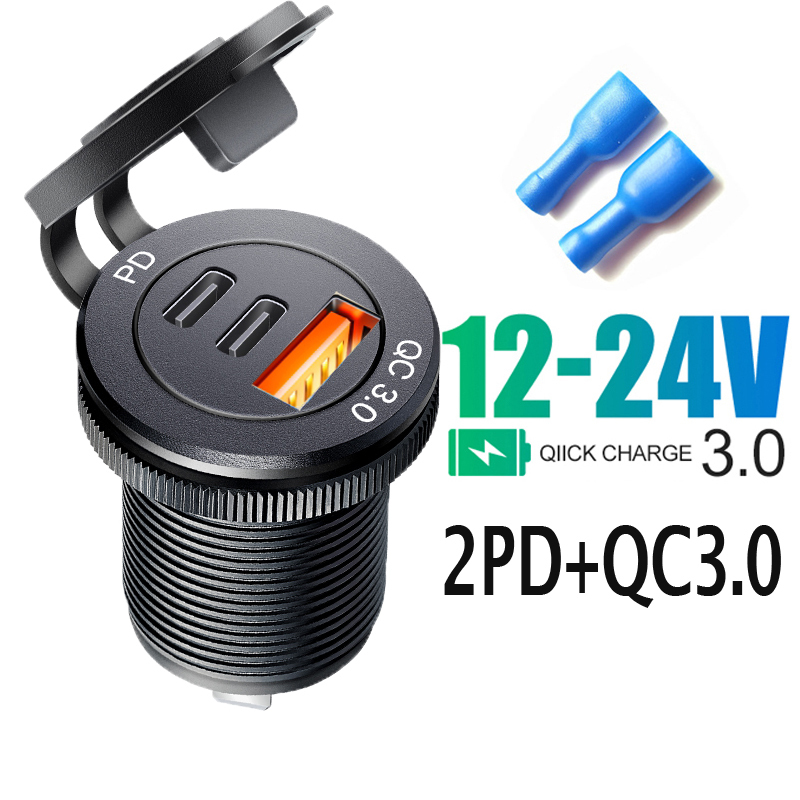 USB C Car Charger Socket DC Super Fast Charging QC3.0 & PD for 12V/24V ...