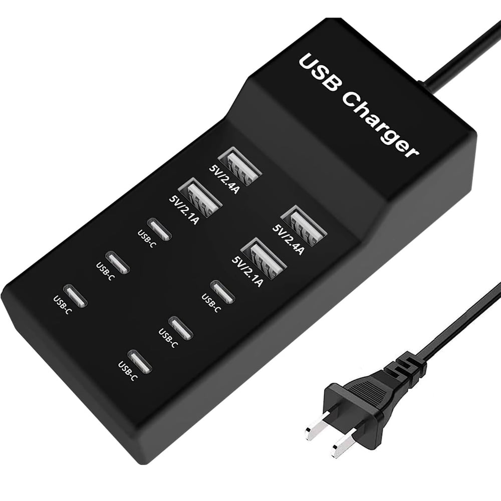 USB C Charger,10 Ports USB Charger Station with 6 Ports USB-C Charger ...