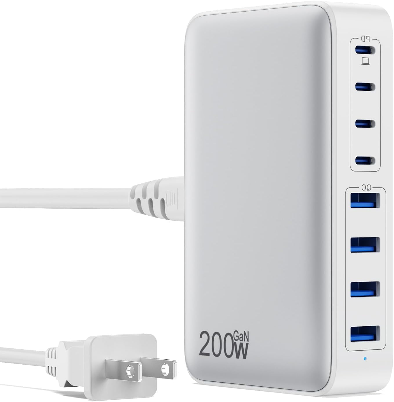 USB C Charger 200W USB C Charger Block,Upgraded GaN III 8-Port Fast Charging Station Hub,PD 65W ...