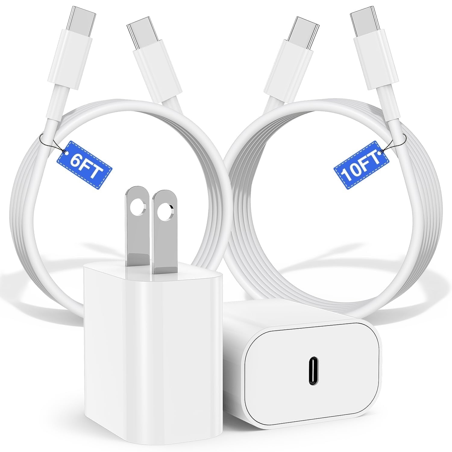 USB C i Phone 16 15 Charger,20W Fast Charging Block and 6 FT& 10FT Type ...