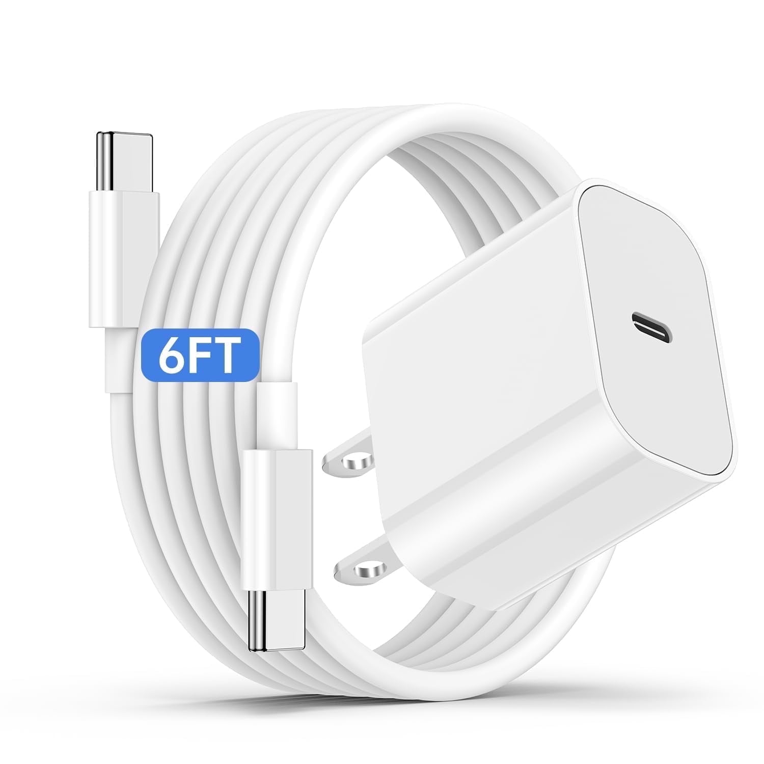 Apple iPhone 15 Charger, 20W USB C Fast Charging Block, 6ft Type C ...