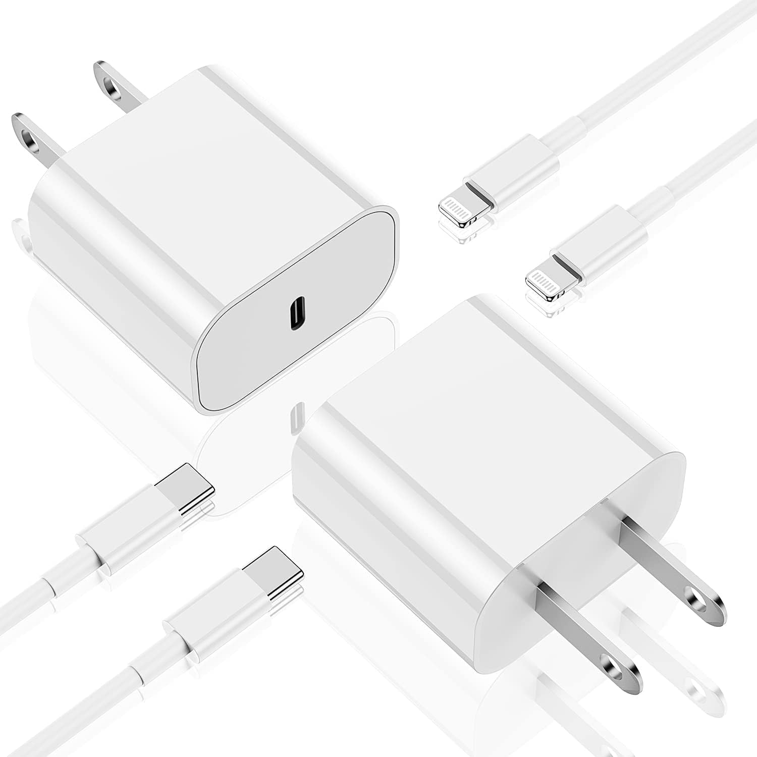 Apple MFi 20W PD Fast Charger Block, 2 Pack with 6FT C to Lightning ...