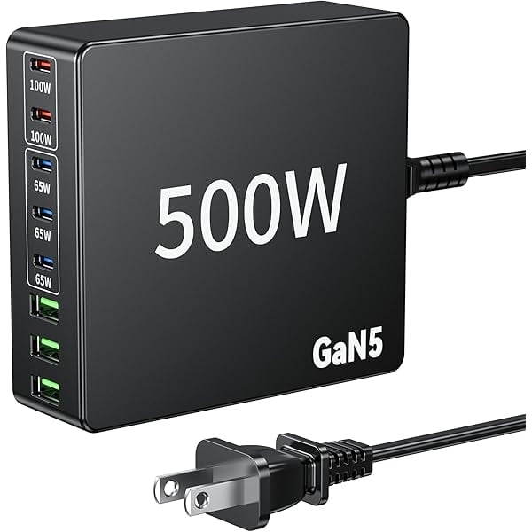 USB C Charger 500W Fast GAN Charger Block 8 Multi Port Charging Station ...