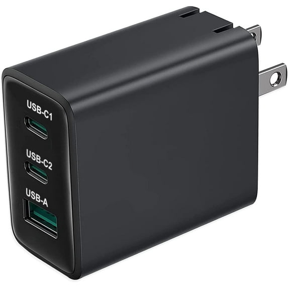 USB C Charger 65W PD GaN &QC 3.0 Type C Foldable Adapter with 3-Port ...