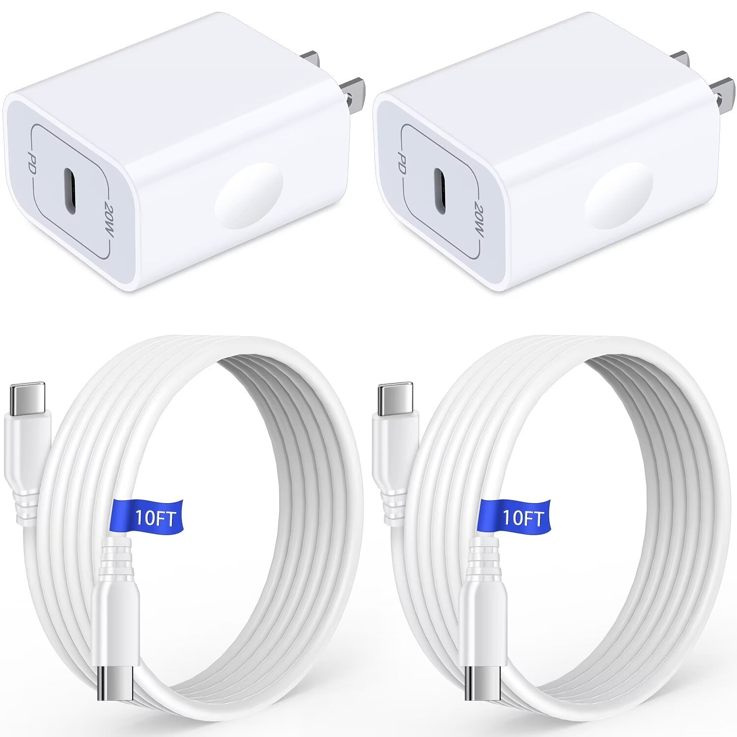 USB C Charger,AILKIN 20W PD 2PACK USB C Charger Block with 2PACK USB C ...