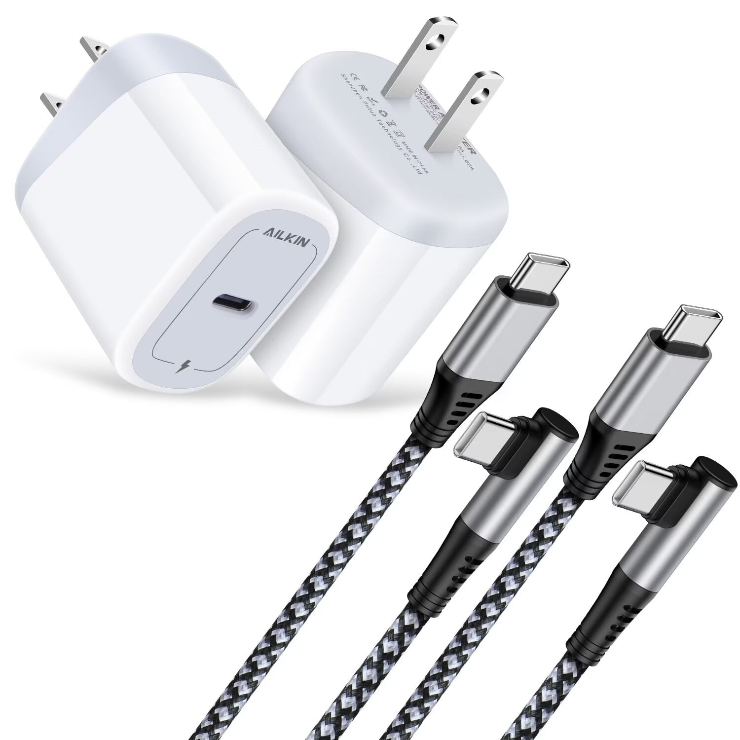 USB C Charger,AILKIN 2PACK Charging Block Type C with 2PACK Type C ...