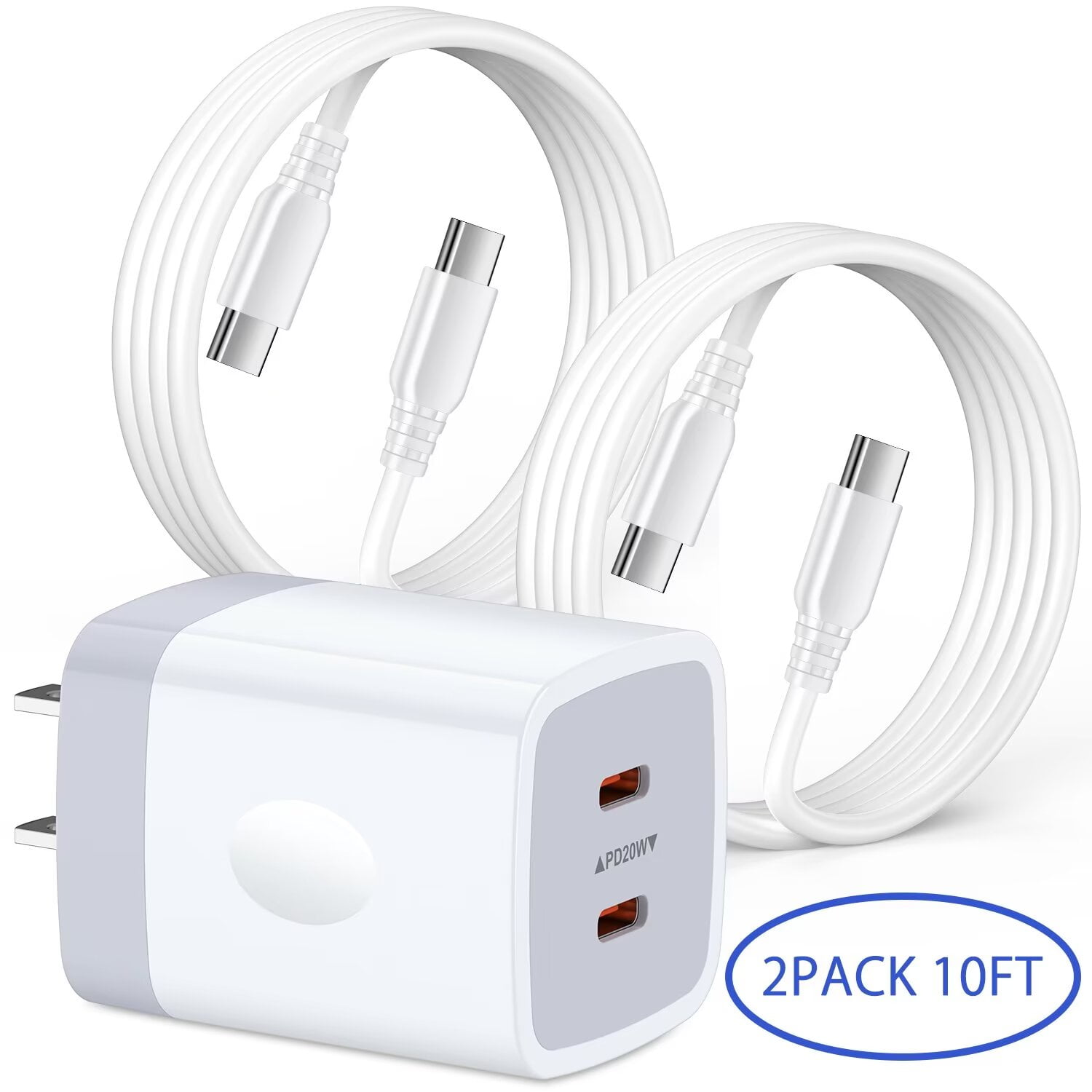 USB C Charger,AILKIN 40W PD USB C Charger Block with 2PACK USB C Cables ...