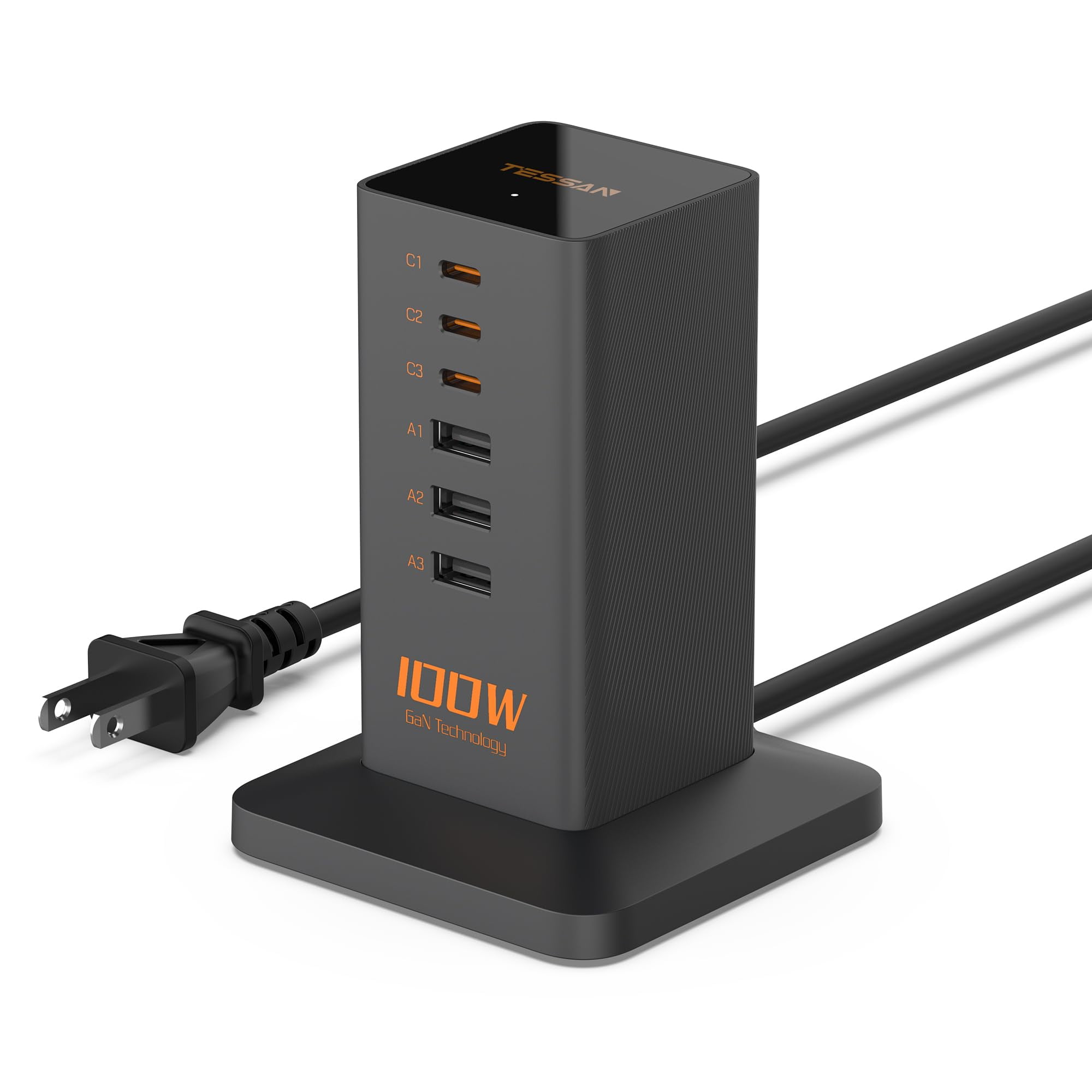 USB C Charger Blcok PD 100W, TESSAN 6-in-1 Charging Station for ...
