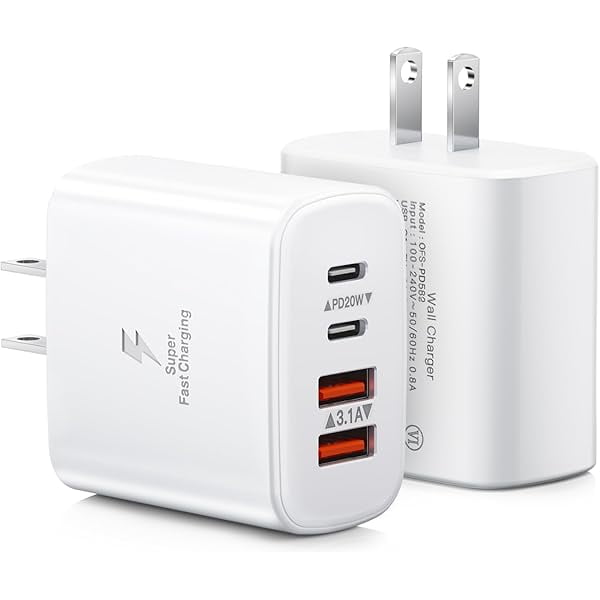USB C Charger Block, 2-Pack 40W 4-Port USB C Wall Charger Fast Charging ...