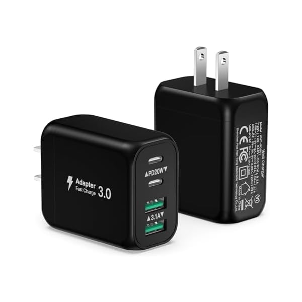 USB C Charger Block,2-Pack 40W 4-Port USB-C Wall Charger Fast Charging ...