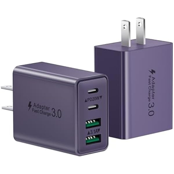 USB C Charger Block, 2-Pack 40W USB C Fast Charging Block 4-Port Dual ...