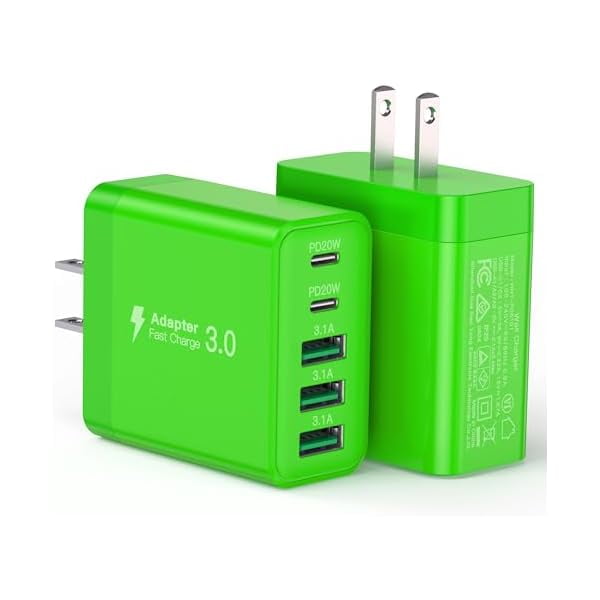 USB C Charger Block, [2-Pack] 50W 5-Port USB C Wall Charger Type C ...