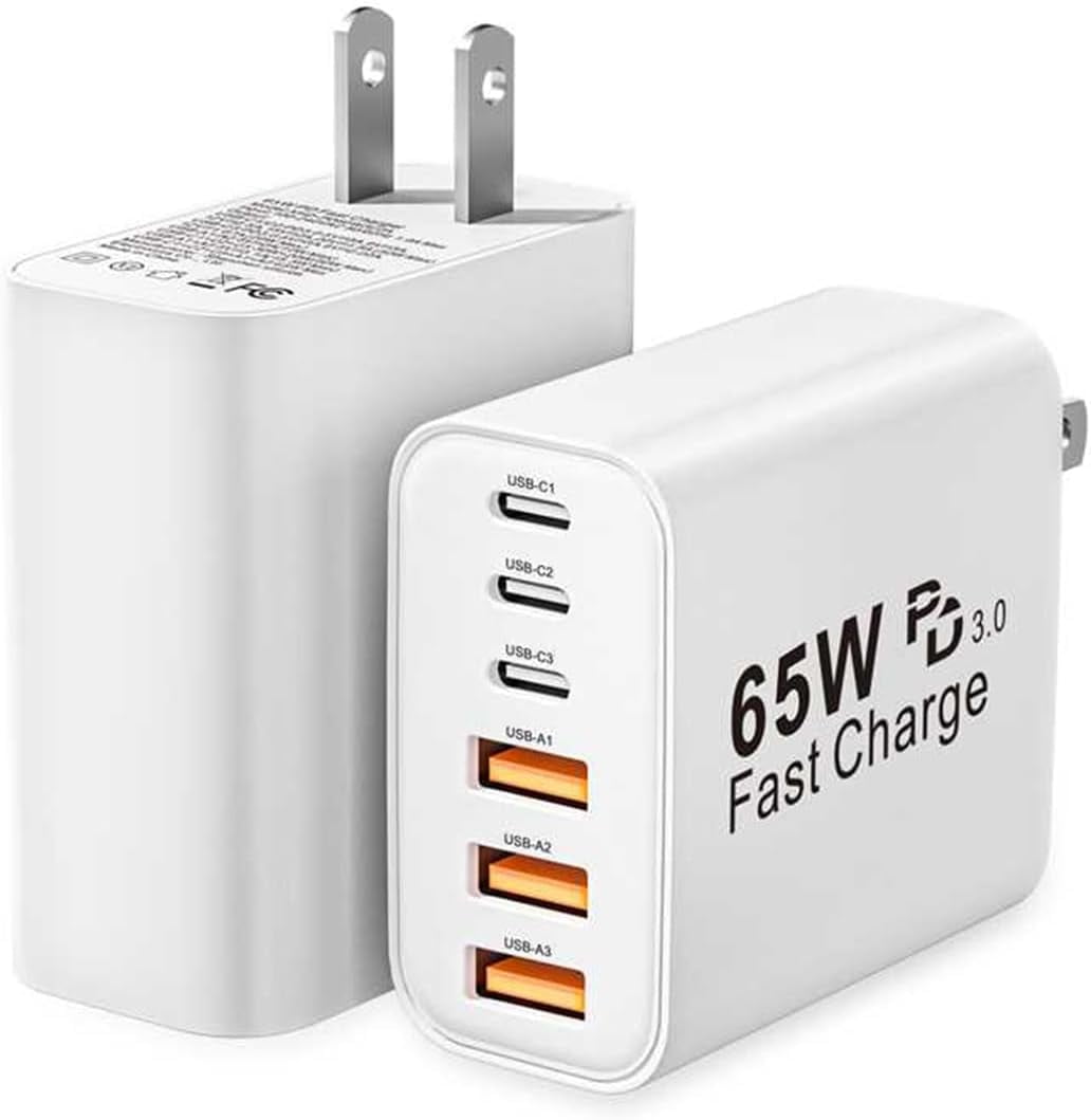 USB C Charger Block, 2-Pack 65W 6-Port USB C Wall Charger iPhone ...