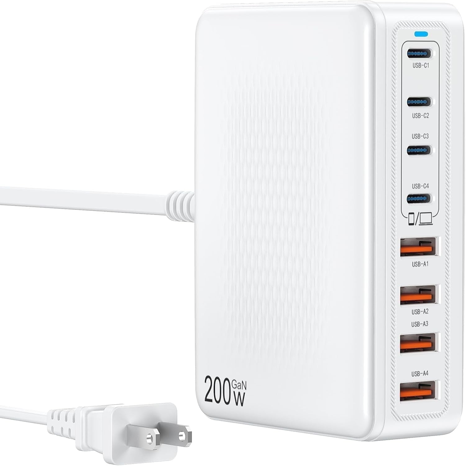 USB C Charger Block 200W USB Charging Station Power Hub Upgraded GaN III 8-Port PD Fast Laptop ...