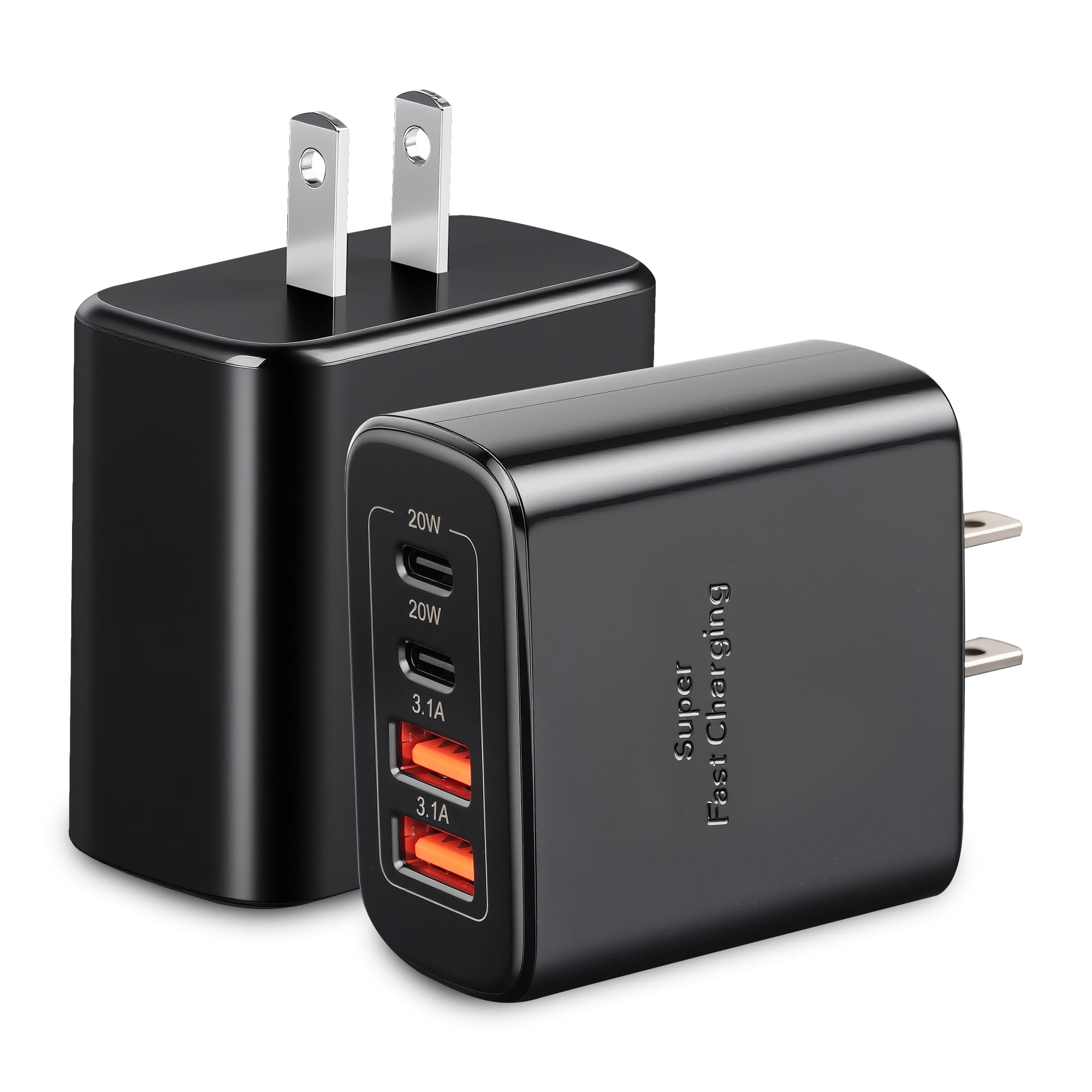 USB C Charger Block,2Pack 40W 4-Port Type C Fast Charging Block Dual PD ...