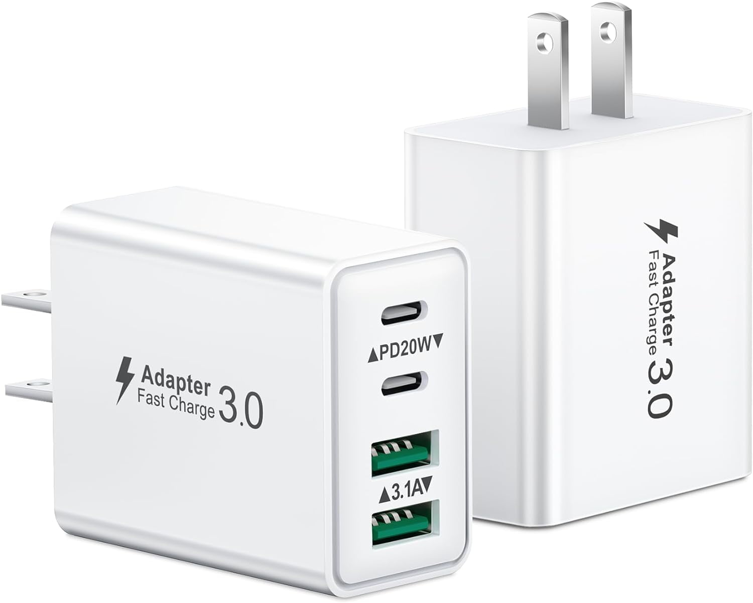 USB C Charger Block, 2Pack 40W 4-Port Type C Fast Charging Block Dual ...