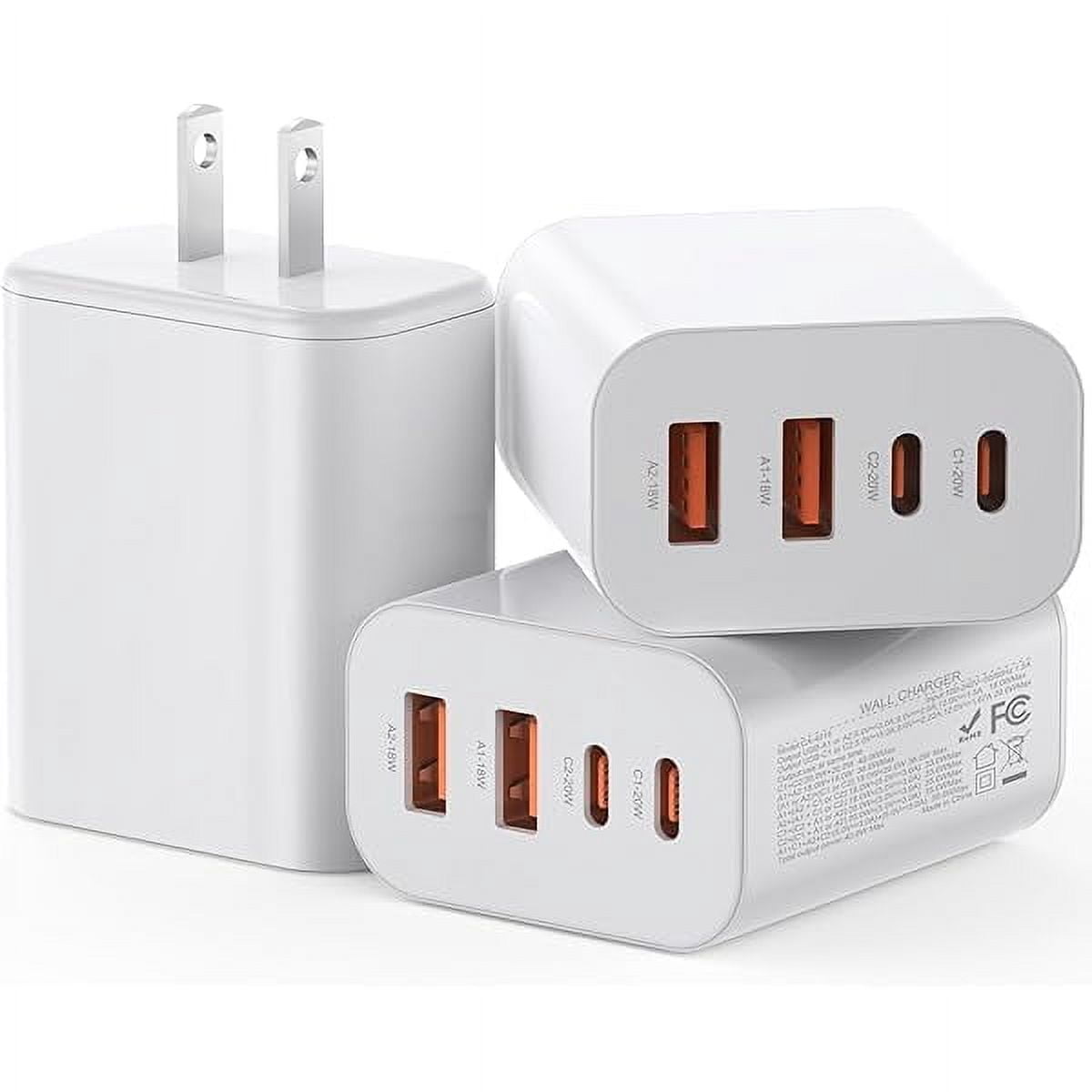 USB C Charger Block, 3-Pack 40W Wall Plug Fast Charging Block, 4-Port ...