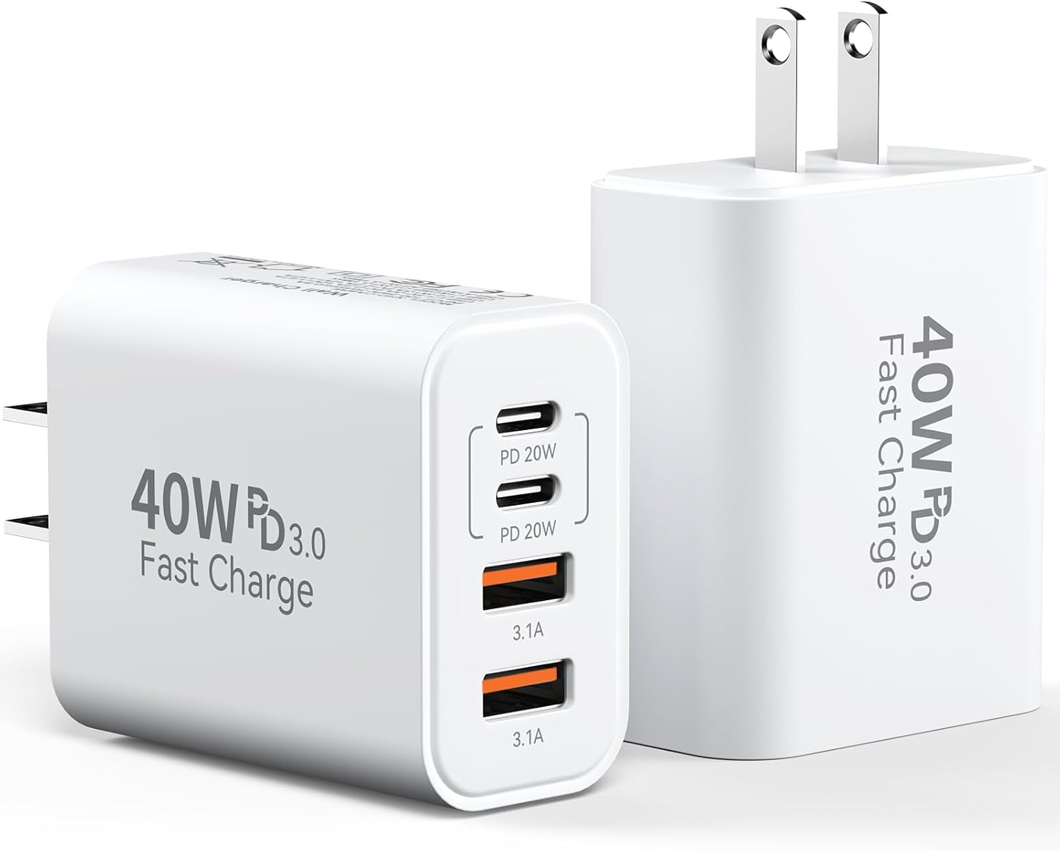 USB C Charger Block, 40W 4 Ports Type C Fast Phone Charging Blocks Cube ...