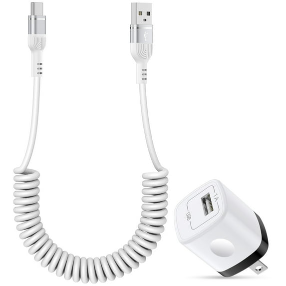 USB C Charger Block, 6ft Coiled USB A to Type C Cable Fast Charging ...