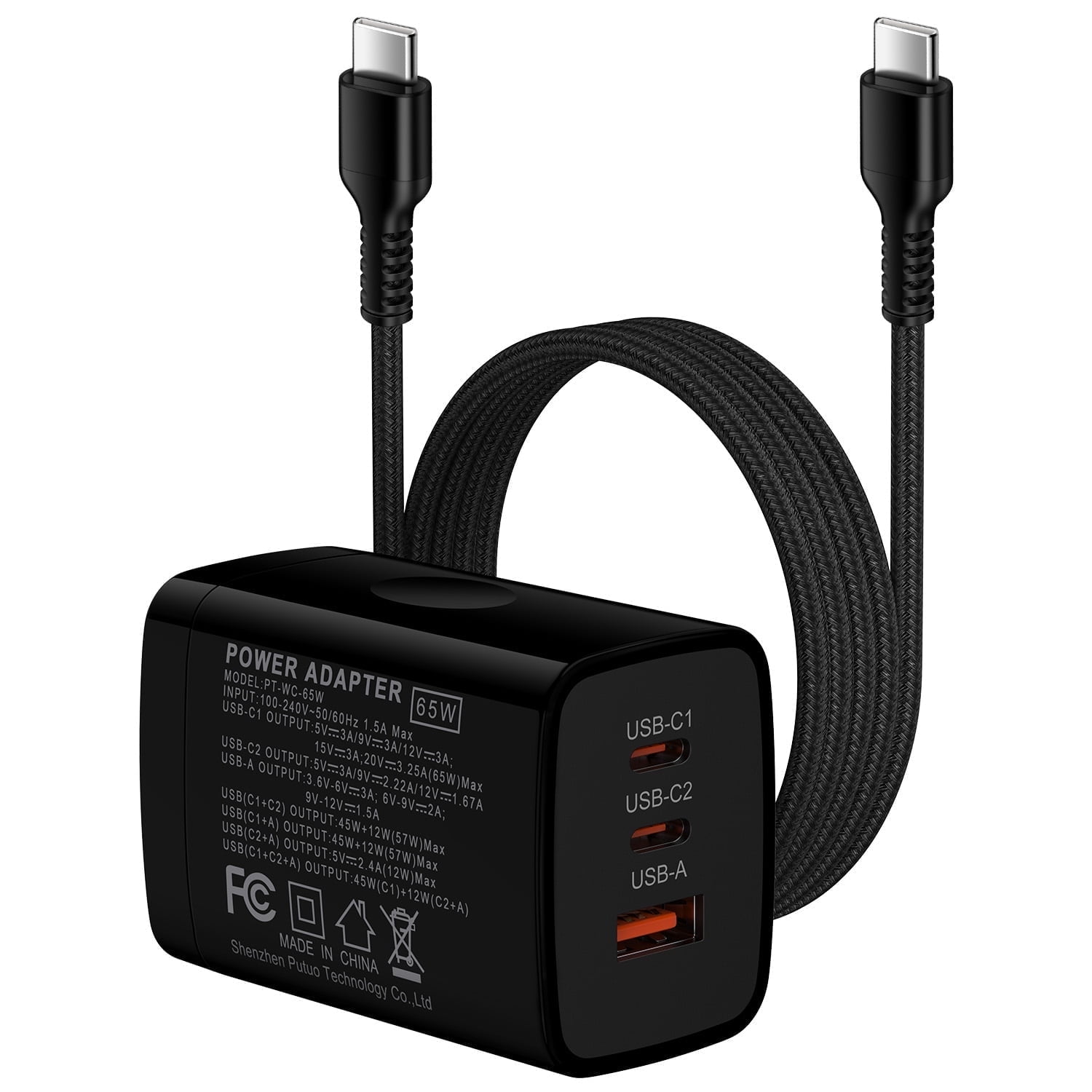 USB C Charger Block Fast Charging, 65W Type C Charger Block with USB C ...