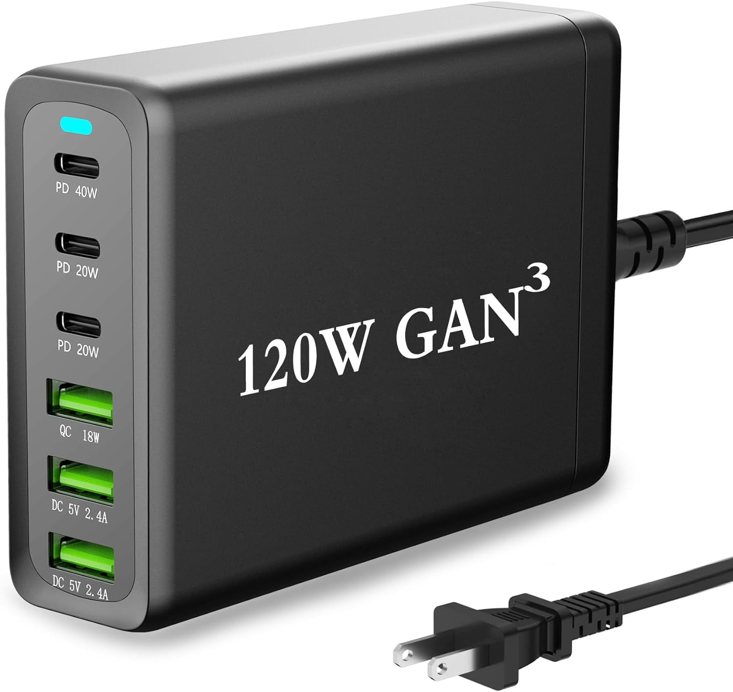 SHIHUALQ USB C Charger Block, 120W Multiport Fast Charging Station, GaN ...
