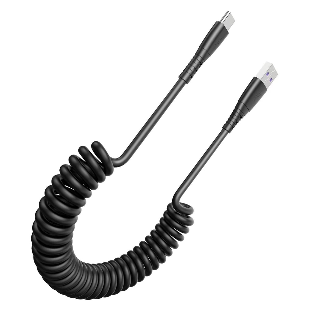 USB C Charger Cable Coiled and Retractable Type C Cord Fast Charging ...