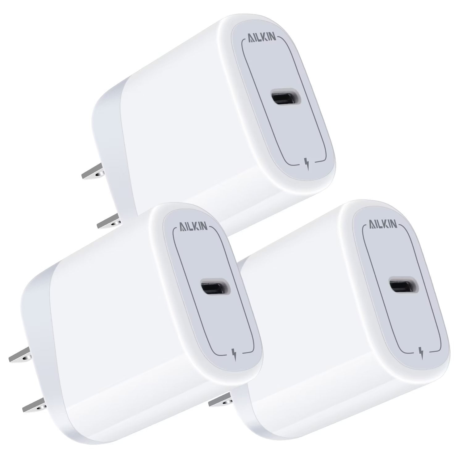 USB C Charger,USB C Wall Charger Block,3PCS AILKIN PD 20W Type C Block ...