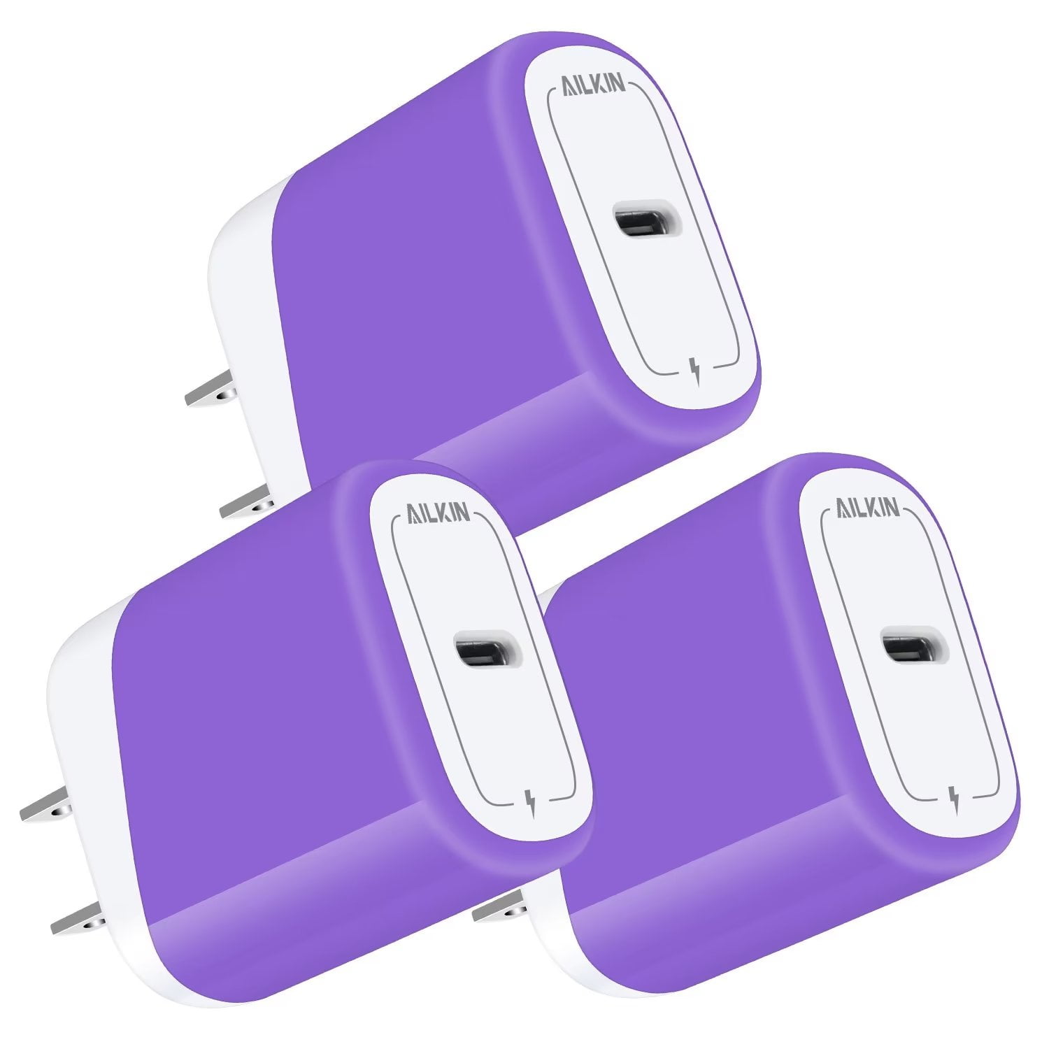 USB C Charger,USB C Wall Charger Block,3PCS AILKIN PD 20W Type C Block ...