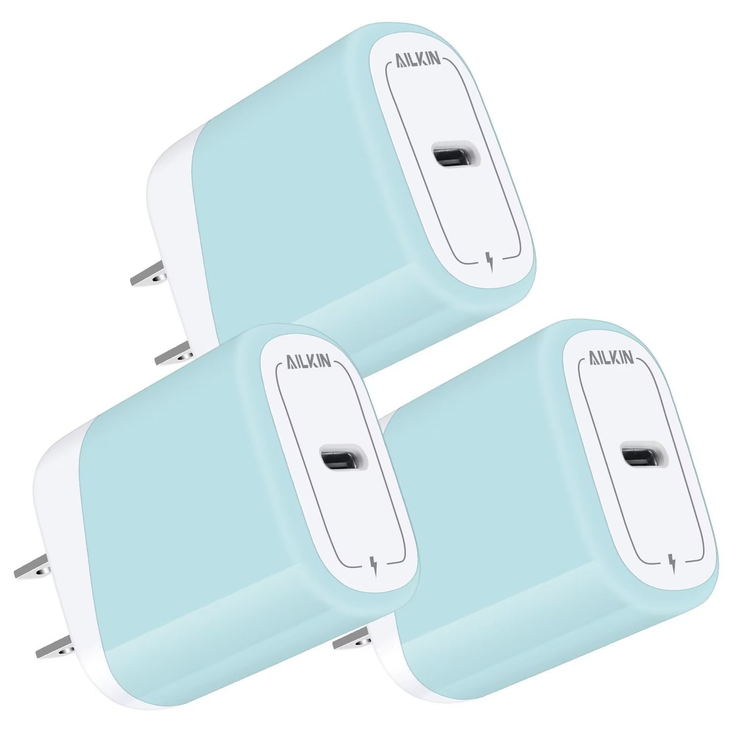 USB C Charger,USB C Wall Charger Block,3PCS AILKIN PD 20W Type C Block ...