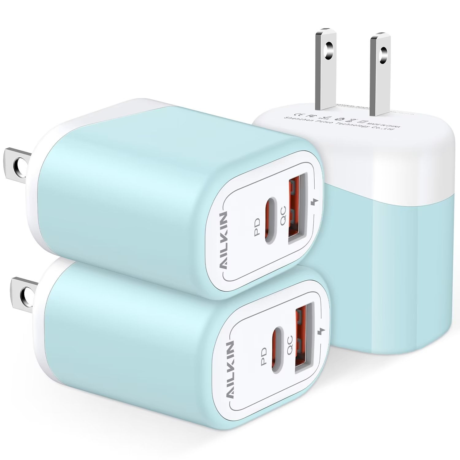 USB C Charger Wall Charger Block,3PCS AILKIN PD 20W Type C Block ...
