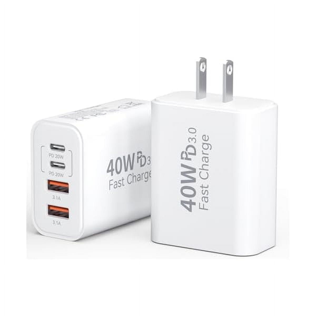 USB C Charging Block, 40W Type C Wall Charger Block 4-Port PD 3.0 & QC ...