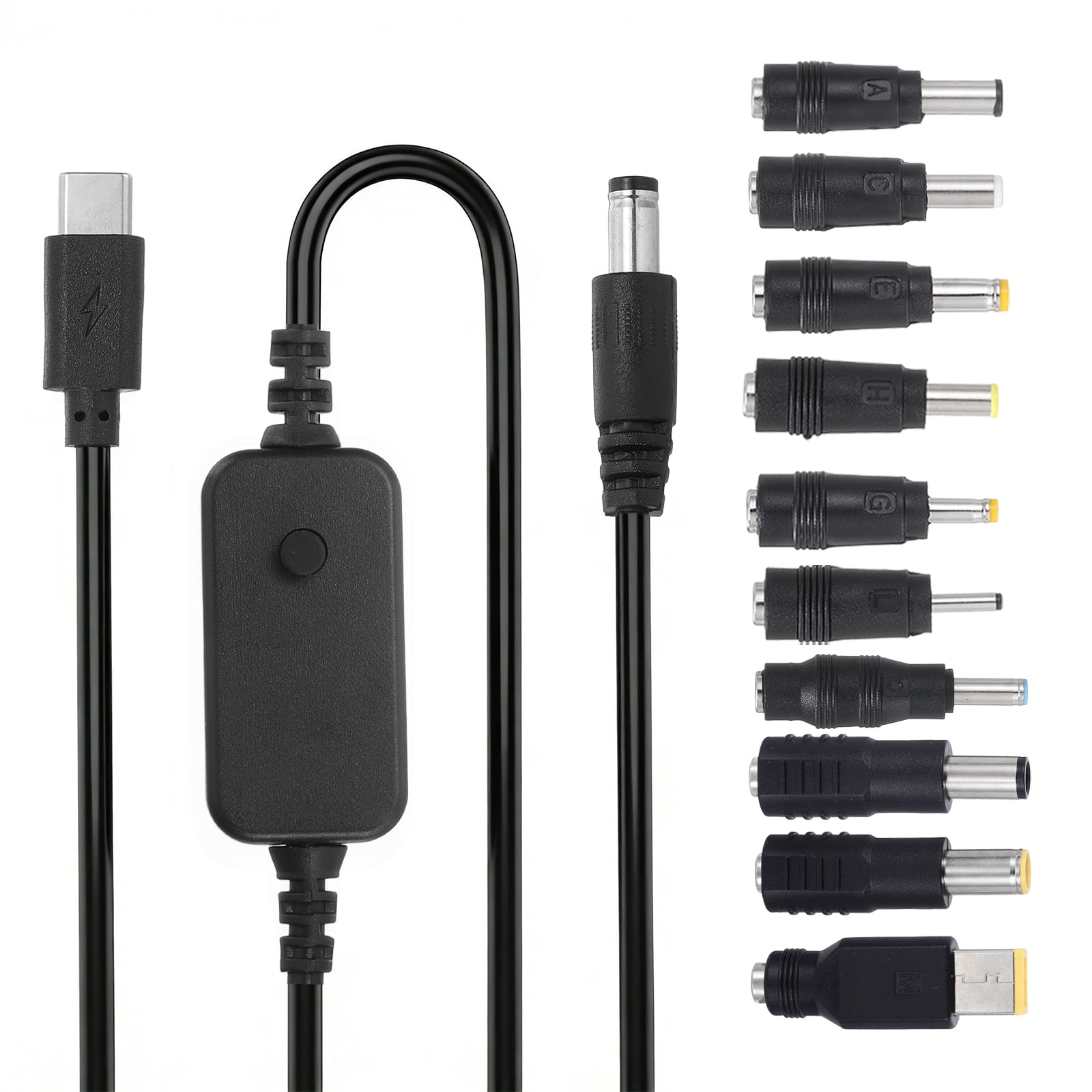 USB C to DC PD Adapter with 10 Connector Tips, 1.18m/3.9ft 5V 9V 12V ...