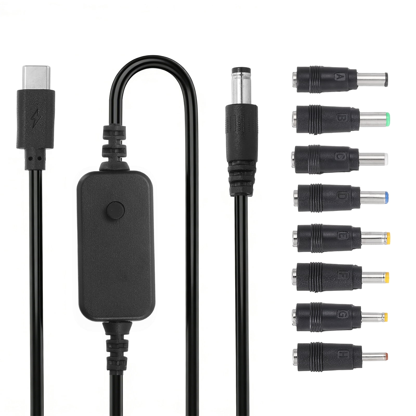 USB C to DC PD Adapter with 8 Connector Tips, 1.18m/3.9ft 5V 9V 12V 15V ...