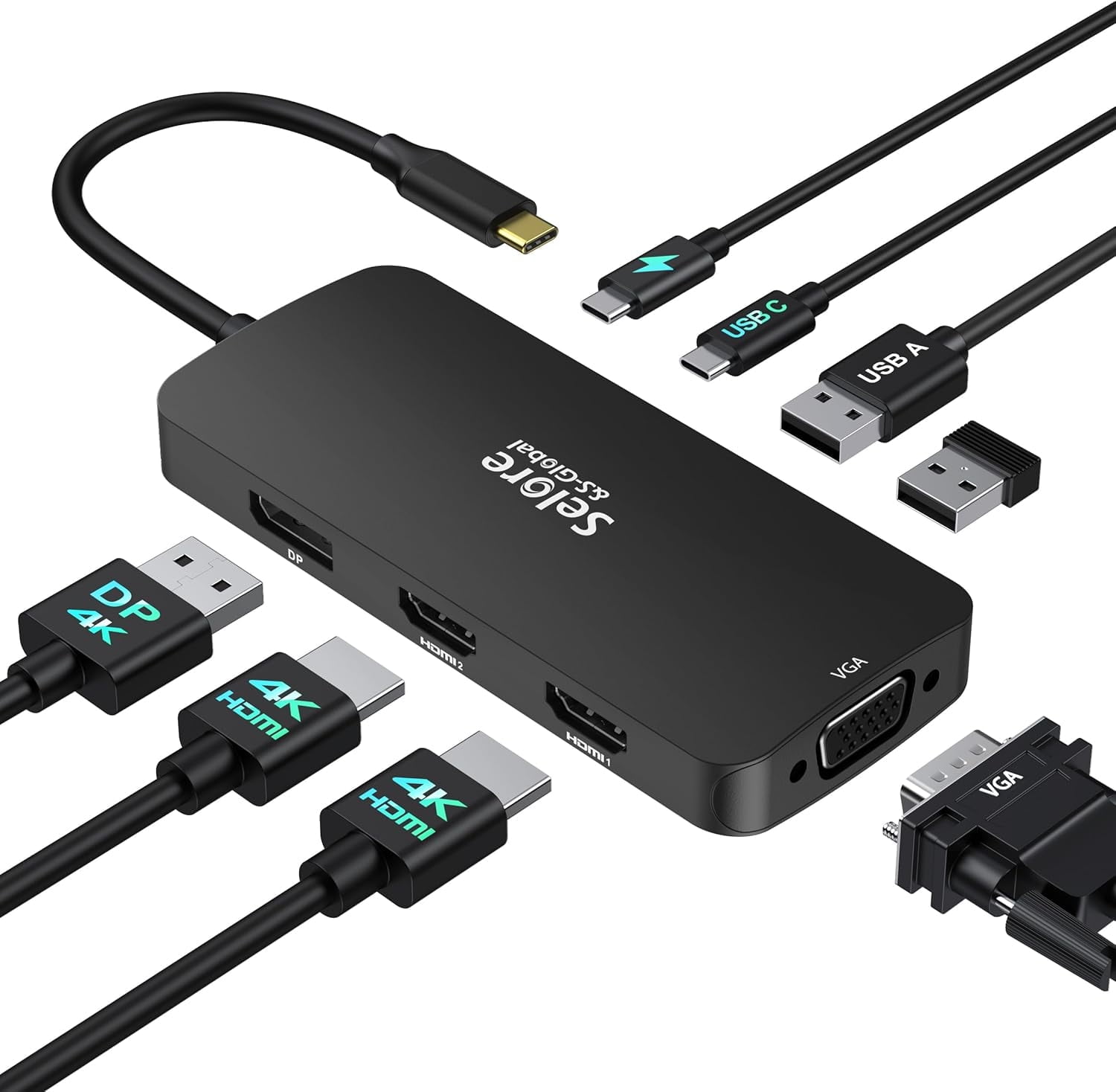 USB C Docking Station Dual HDMI Monitor Adapter, Selore USB C Hub 3 ...