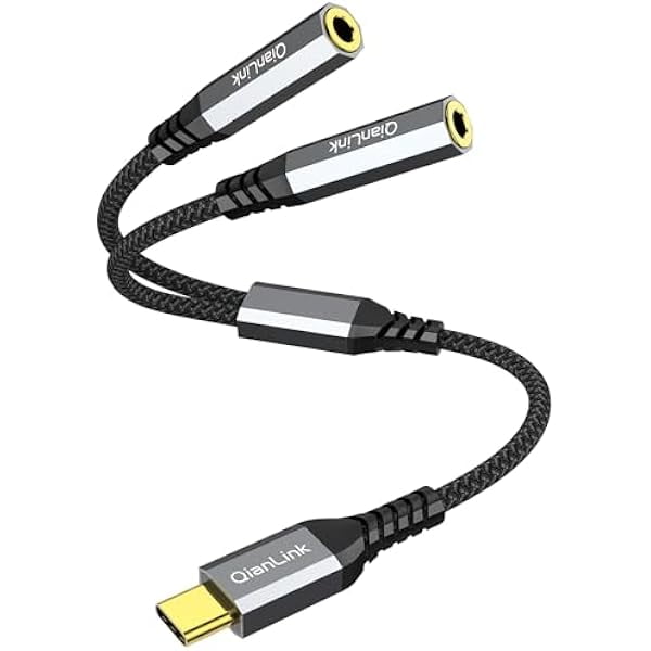 USB C to Dual 3.5mm Female Headphone Splitter, Type C to Dual 3.5mm Aux ...
