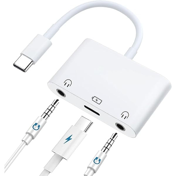 USB C to Dual 3.5mm Headphone Adapter 3-in-1 Type C to Headphone Jack ...