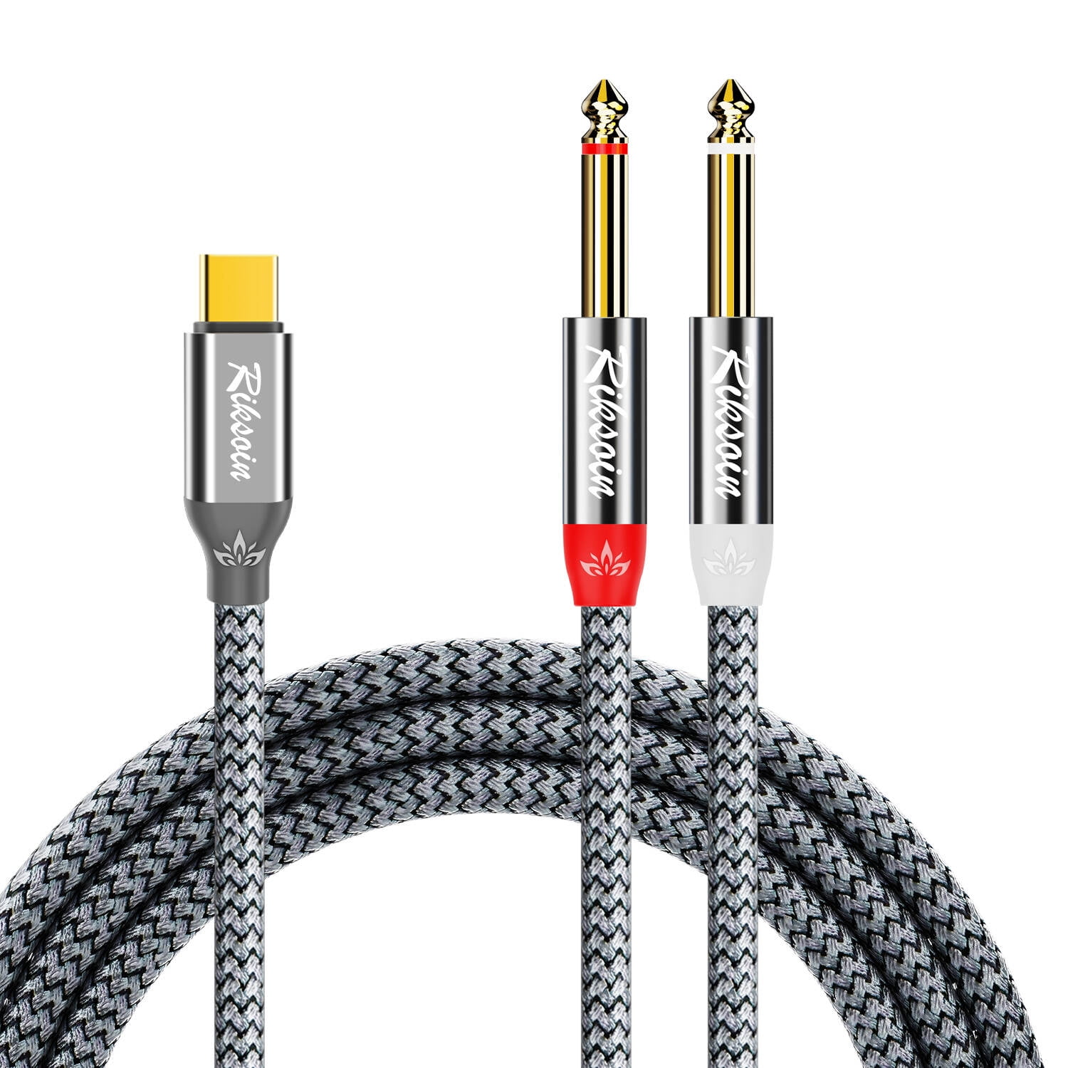 USB C to Dual 6.35mm 1/4 inch Stereo Splitter Y Cable, USB Type C to ...