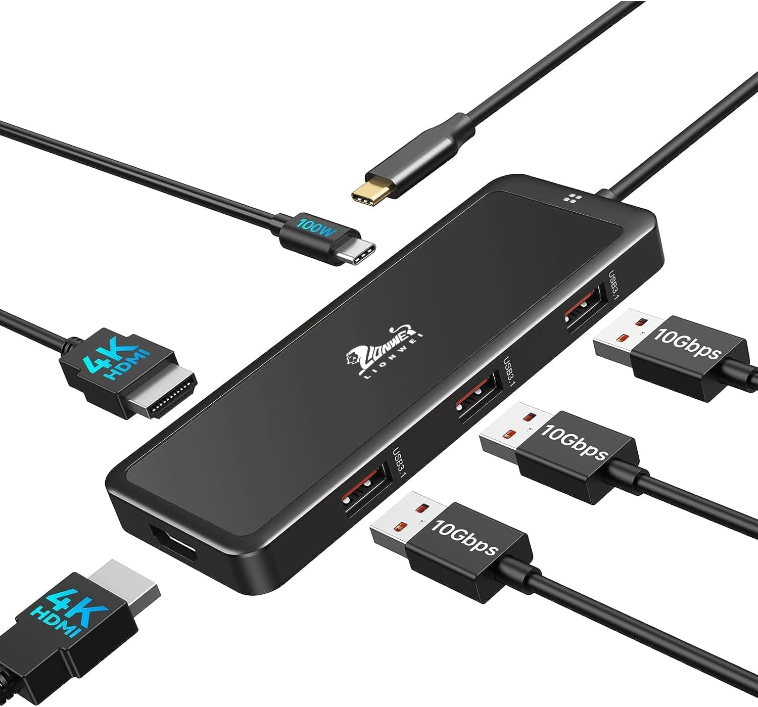 USB C Dual Monitor HDMI Hub Adapter, USB C Docking Station Dual 4K ...