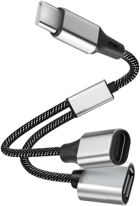 USB C to Dual USB Female Splitter Cable, USB C OTG Charge Adapter Cable ...
