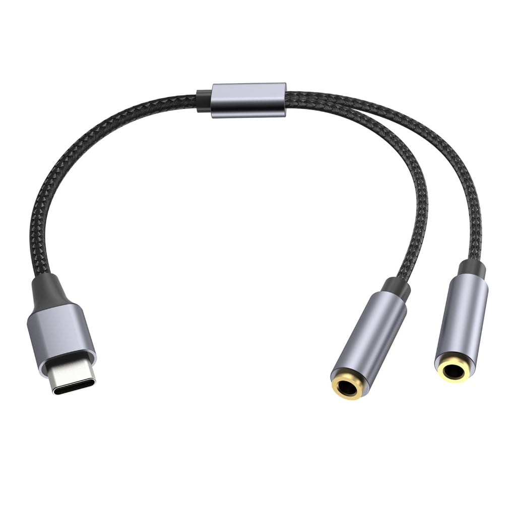 USB C Earphone Aux Cable TypeC Male to Double 3.5mm Female Y Splitters ...