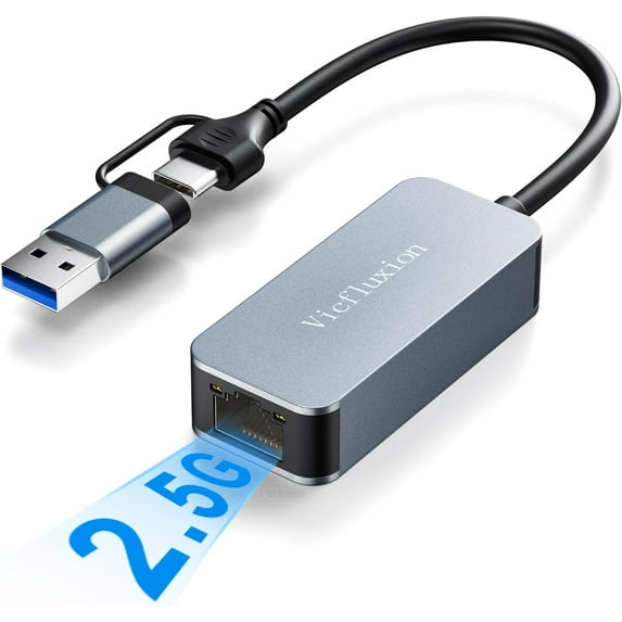 USB C to Ethernet Adapter 2.5Gbps, 2-in-1 USB 3.0 & USB-C to RJ45 ...