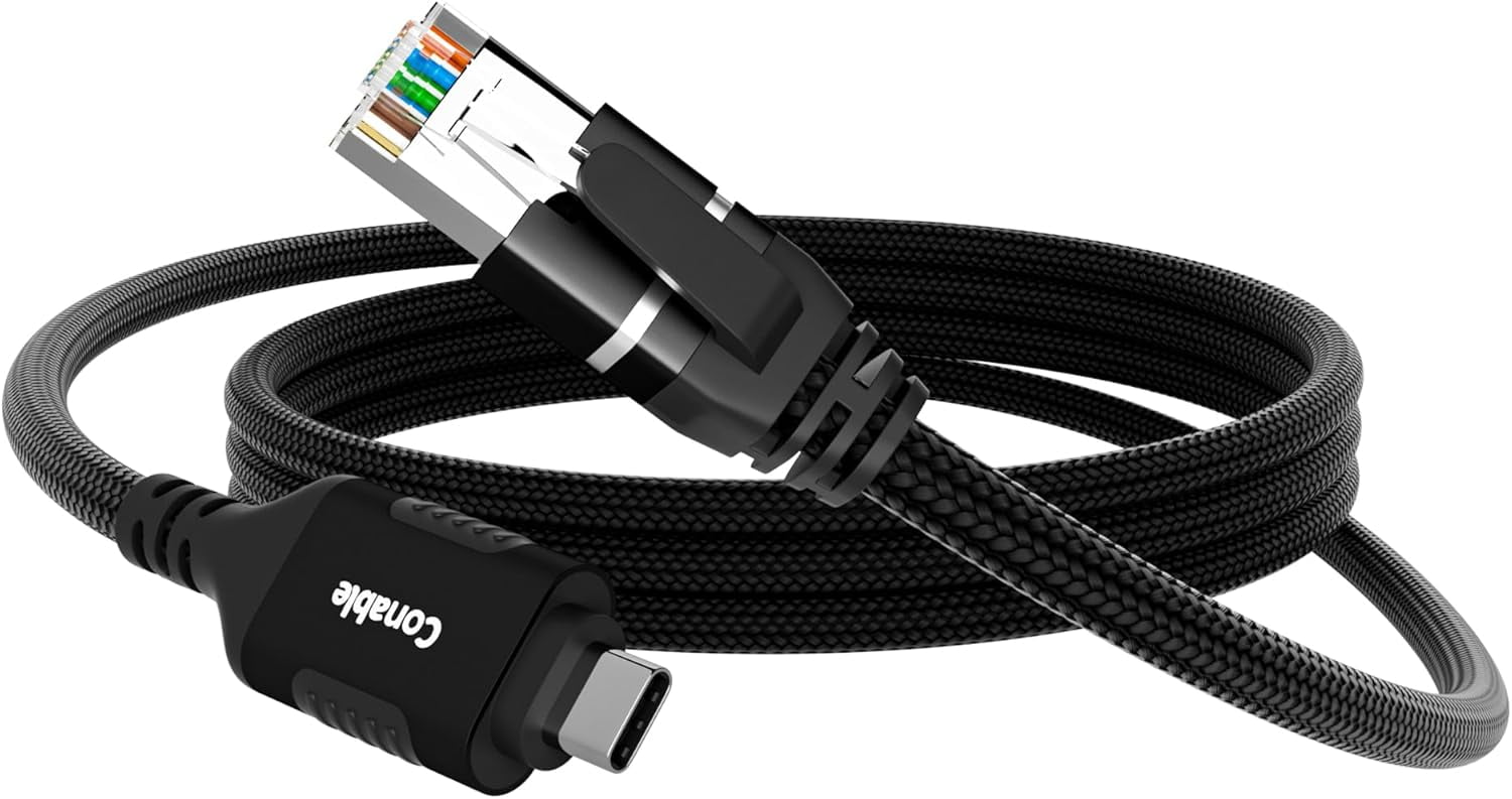 USB C to Ethernet Cable 30 FT, USB Type C to RJ45 Nylon Braided Cord ...