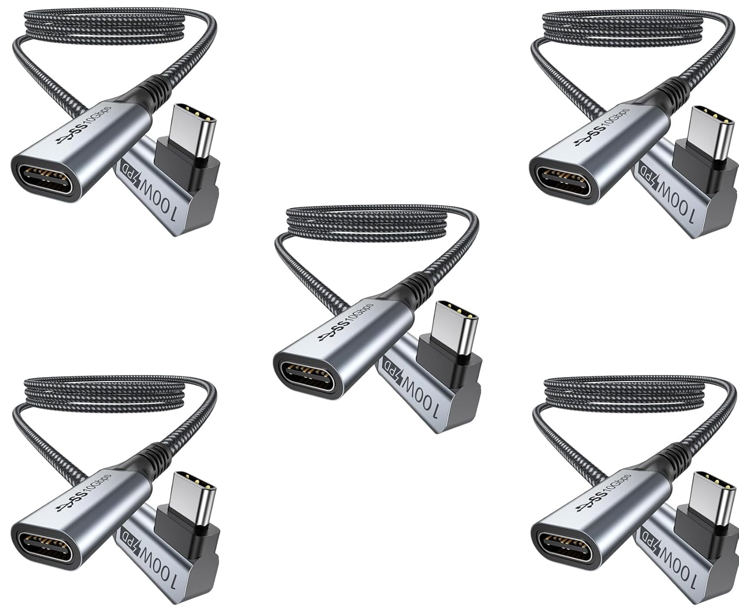 USB C Extension Cable 3 FT 5-Pack, USB 3.2 Gen2 Type C Extender (10Gbps ...