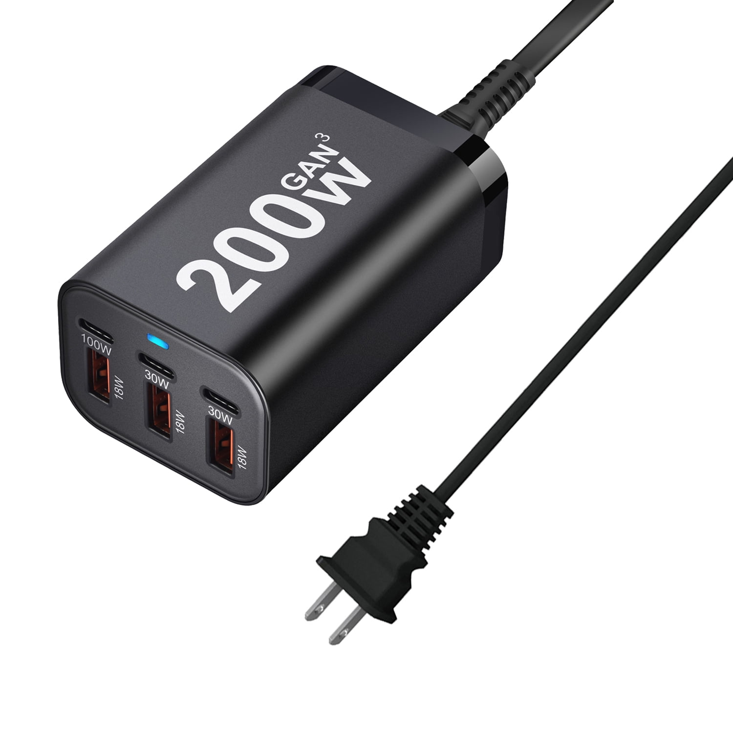 USB C Fast 200W 6-Port Charging Fast GaN Charger Power Adapter ...