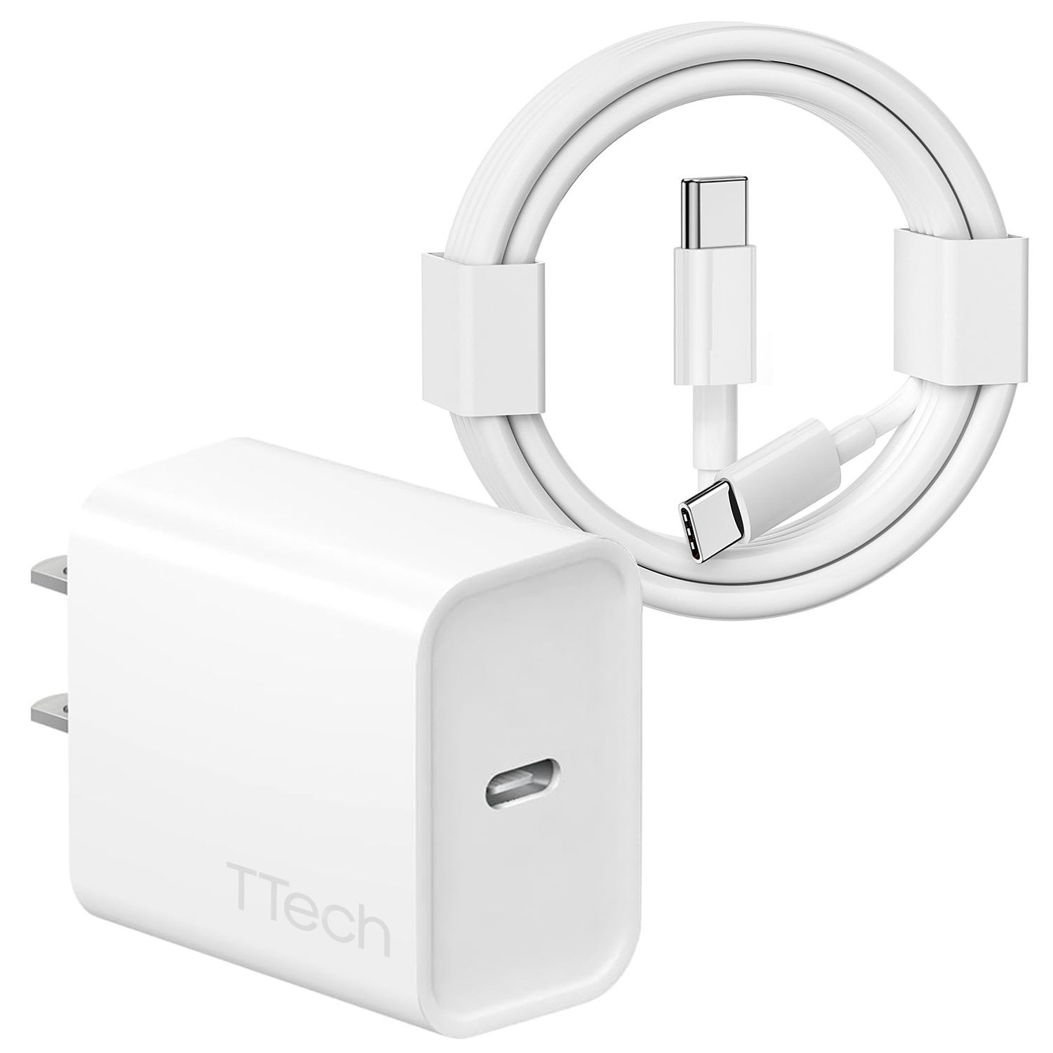 USB-C Fast Wall Charger 20W Power Adapter + 3FT USB-C to USB-C Cable ...