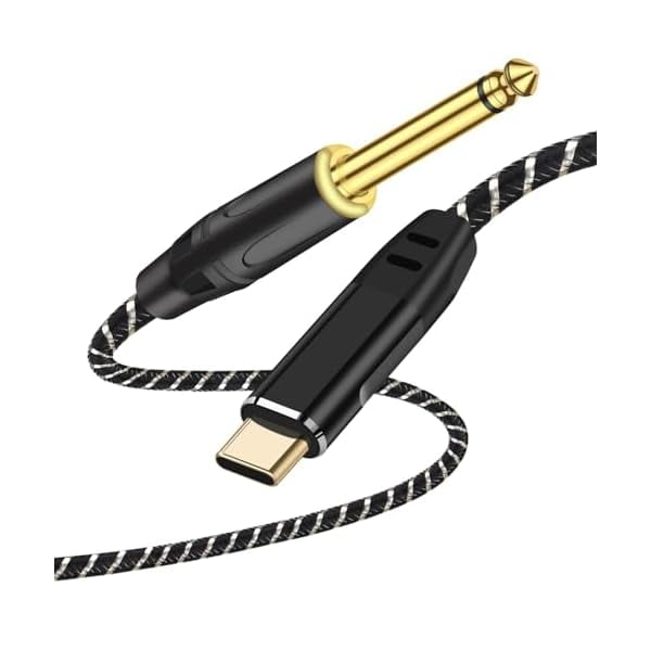 USB C Guitar Cable,10FT Guitar 1/4 Inch TS to Computer USB Type C Interface Recording Cable for ...