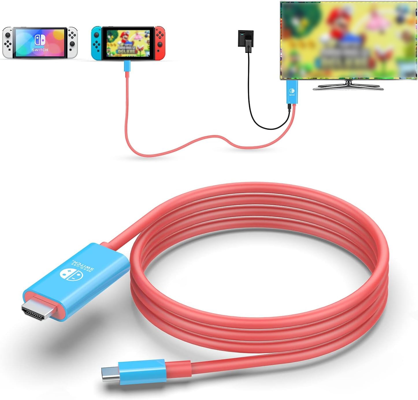 USB C to HDMI Cable for Nintendo Switch/Switch OLED, 2M/6.6FT Mini ...