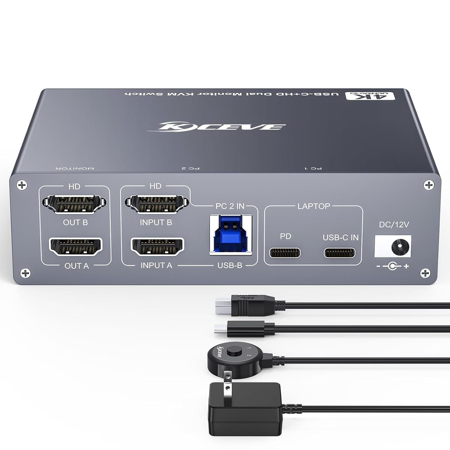 USB C HDMI KVM Switch for 1 Desktop+1 Laptop, Dual Monitor KVM Switch ...